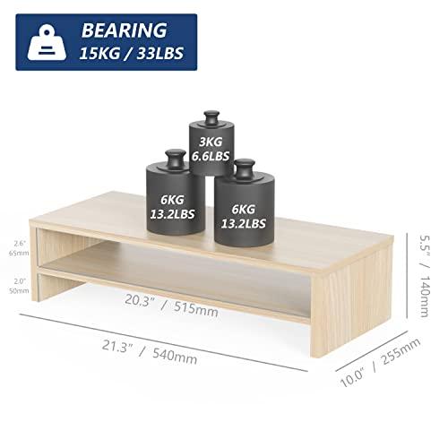 Fiteyes モニター台 パソコン台 モニタースタンド 机上台54c横幅 木製天板 二段式台卓上 パソコンスタンド デスクトップ用 机上 ...