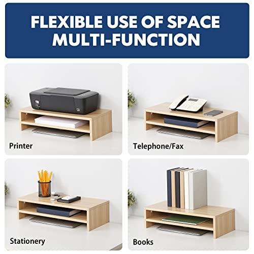 Fiteyes モニター台 パソコン台 モニタースタンド 机上台54c横幅 木製天板 二段式台卓上 パソコンスタンド デスクトップ用 机上 ...