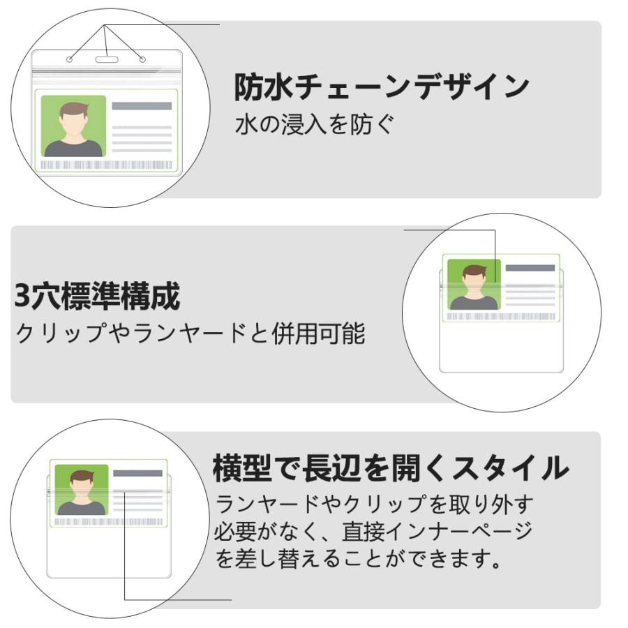 WONGONG 5枚セット ネームホルダー Dカードホルダー 横型 110*9 名札 ホルダー 吊り下げ ストラップ 青の首掛け ネックス ...