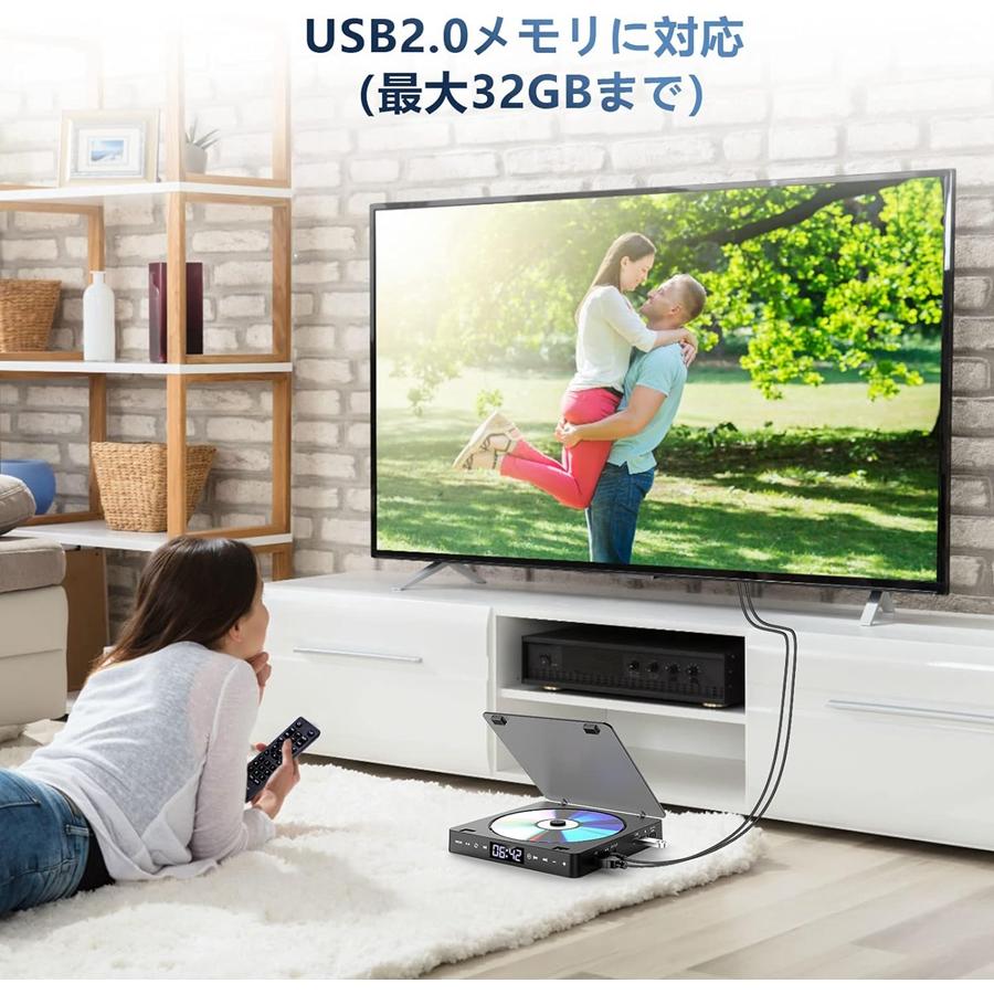 DVDプレーヤー HDMI端子 CDプレーヤー 最大1080Pの解像度 ポータブル コンパクト ランダム再生 A-BリピートUSBメモリ対応 ...