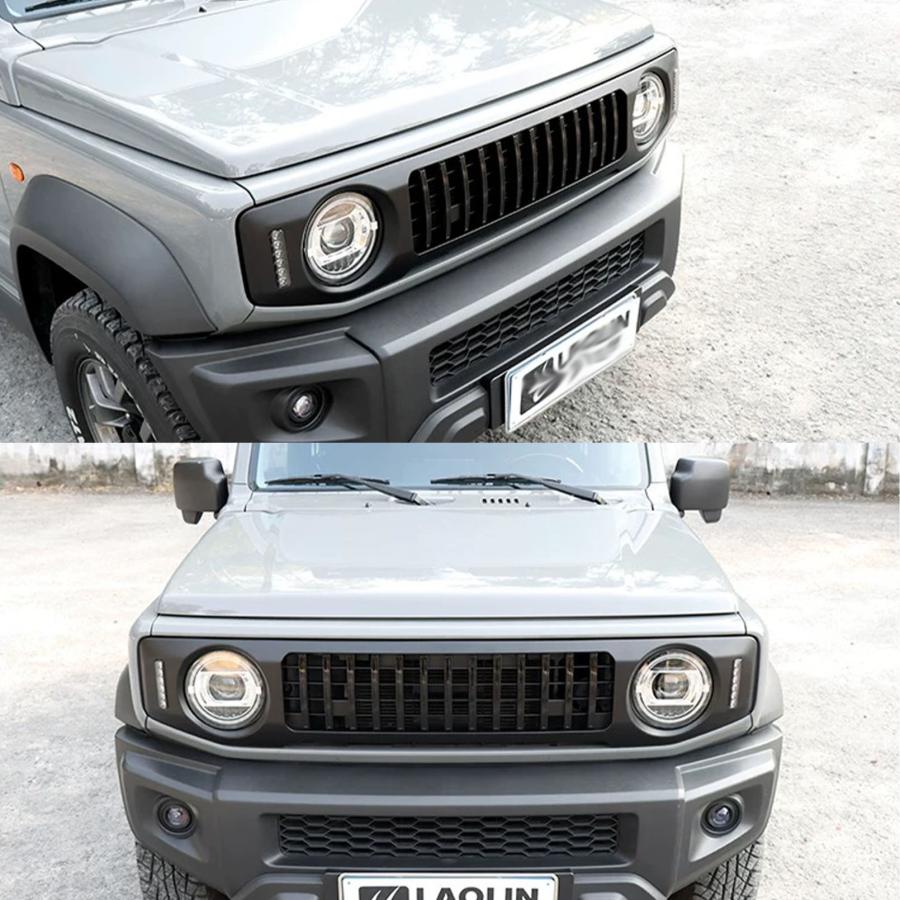 ジムニーノマド JC74 5ドア ジムニーシエラ JB74 ジムニー JB64 パーツ フロントグリル LED デイライト＆ウインカー グリルガーニッシュ 穴あけ不要 外装 : Panda ...