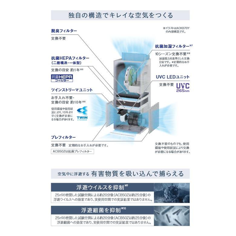 ダイキン ACB50Z-S UVストリーマ空気清浄機 適用畳数22畳 PM2.5対応 シルバー ACB50X-Sの後継品 : 設備プラザ 2号店 - 通販 - Yahoo!ショッピング