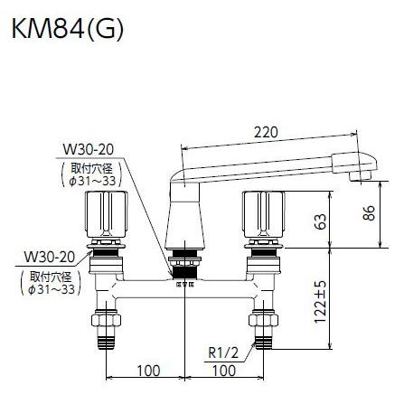 KM84CU2 KVK 2ハンドル混合栓 : NEW設備プラザ - 通販 - Yahoo!ショッピング