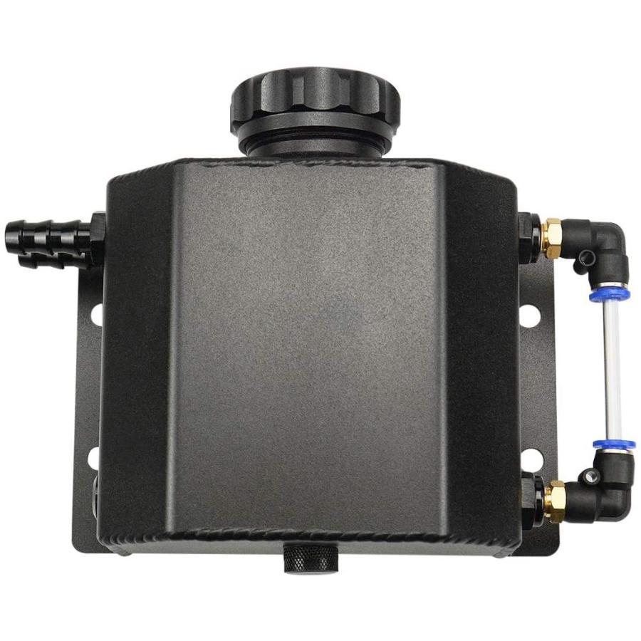 Tasan Racing ユニバーサル2L アルミ合金スクエアオイルキャッチタンク ポリッシュリザーバーオイル缶タンク ブラック ...