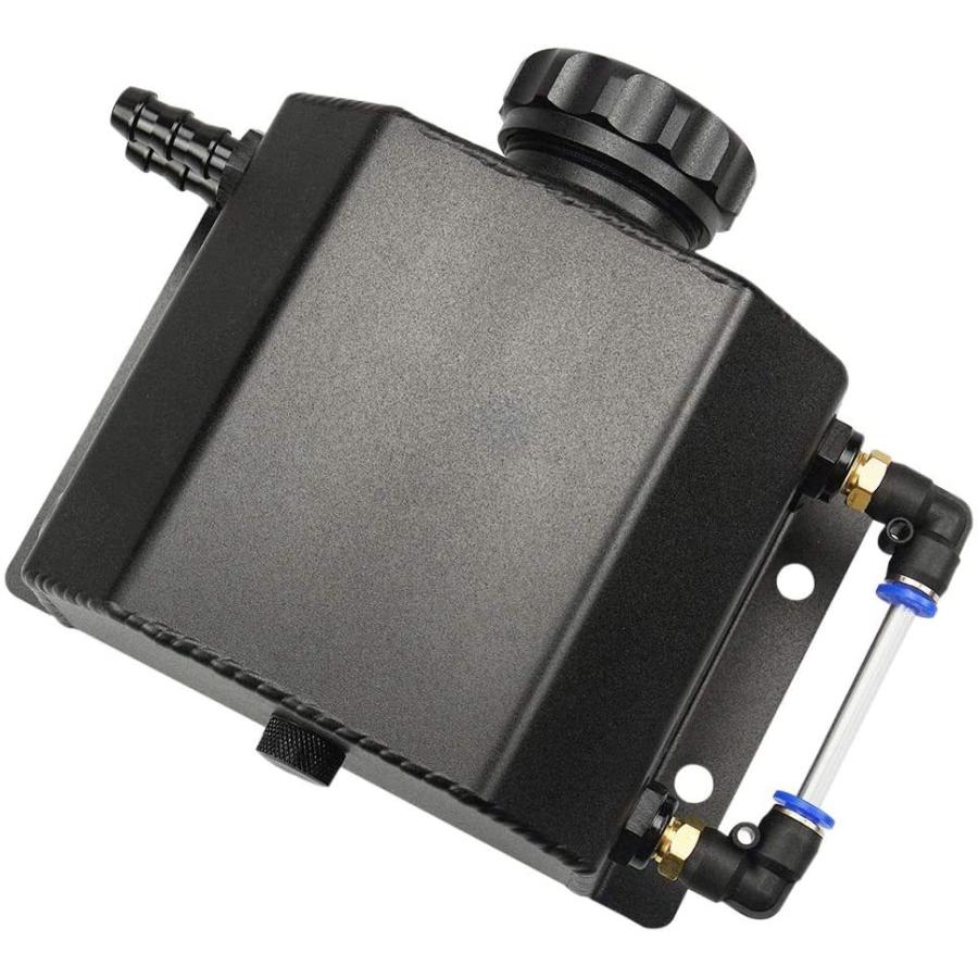 Tasan Racing ユニバーサル2L アルミ合金スクエアオイルキャッチタンク ポリッシュリザーバーオイル缶タンク ブラック ...