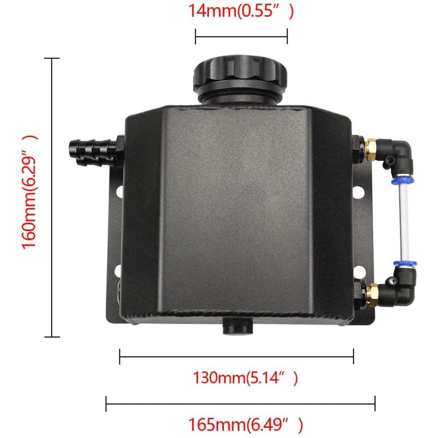 Tasan Racing ユニバーサル2L アルミ合金スクエアオイルキャッチタンク ポリッシュリザーバーオイル缶タンク ブラック ...