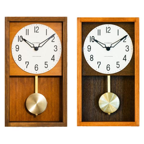 シャンブル CHAMBRE [HINOKI PENDULUM CLOCK CAFE BROWN CH-033CB/CH-033BR] 壁掛け時計 おしゃれ 静音 兼用 振り子時計 置き時計 ...