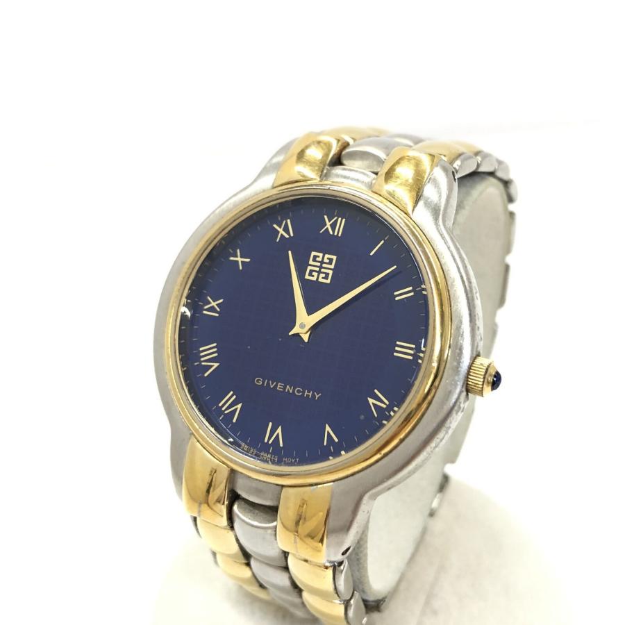 中古 GIVENCHY ジバンシー ジバンシィ 腕時計 アナログ クォーツ BK.17.XVI シルバー ゴールド コンビ 文字盤ネイビー ...