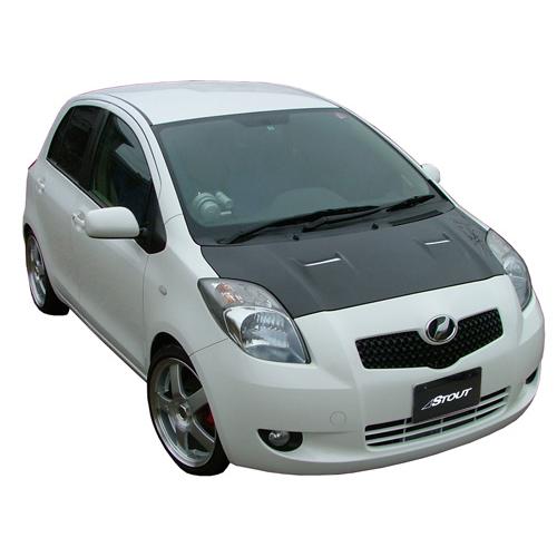 SCP/NCP90 90系ヴィッツ 高品質ダクト付きエアロボンネット FRP製 カーボン設定有 STOUT タイプS 高勢産業 ...