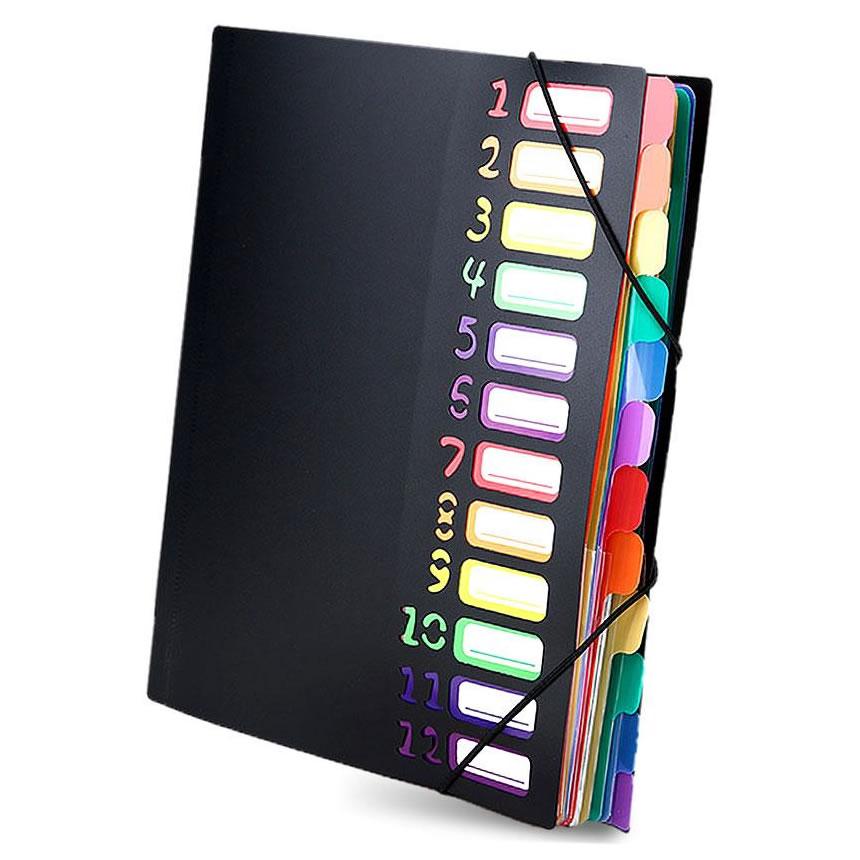 書類 収納 ファイル A4 ドキュメントファイル 書類ケース 12ポケット ケース 自立型 書類整理 ゴムバンド オフィス 領収書 ...