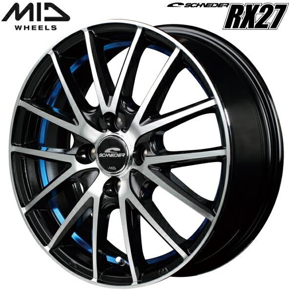 MID SCHNEDER RX27 ホイール4本 ブラックメタリックポリッシュ/アンダーカットブルークリアー 5.5J-15インチ 4穴/PCD100 インセット+43 :rx27-set ...