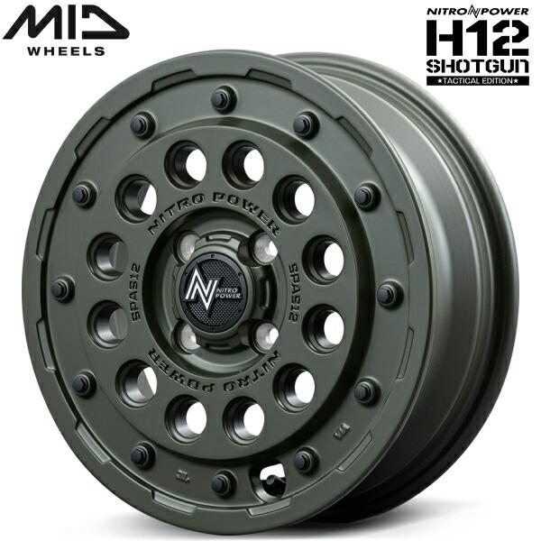 NITRO POWER MID H12 SHOTGUN Tactical Edition 1本価格 セミグロスODグリーン 5.0J-15インチ 4H100 インセット+45 : ネクスト5号 ...