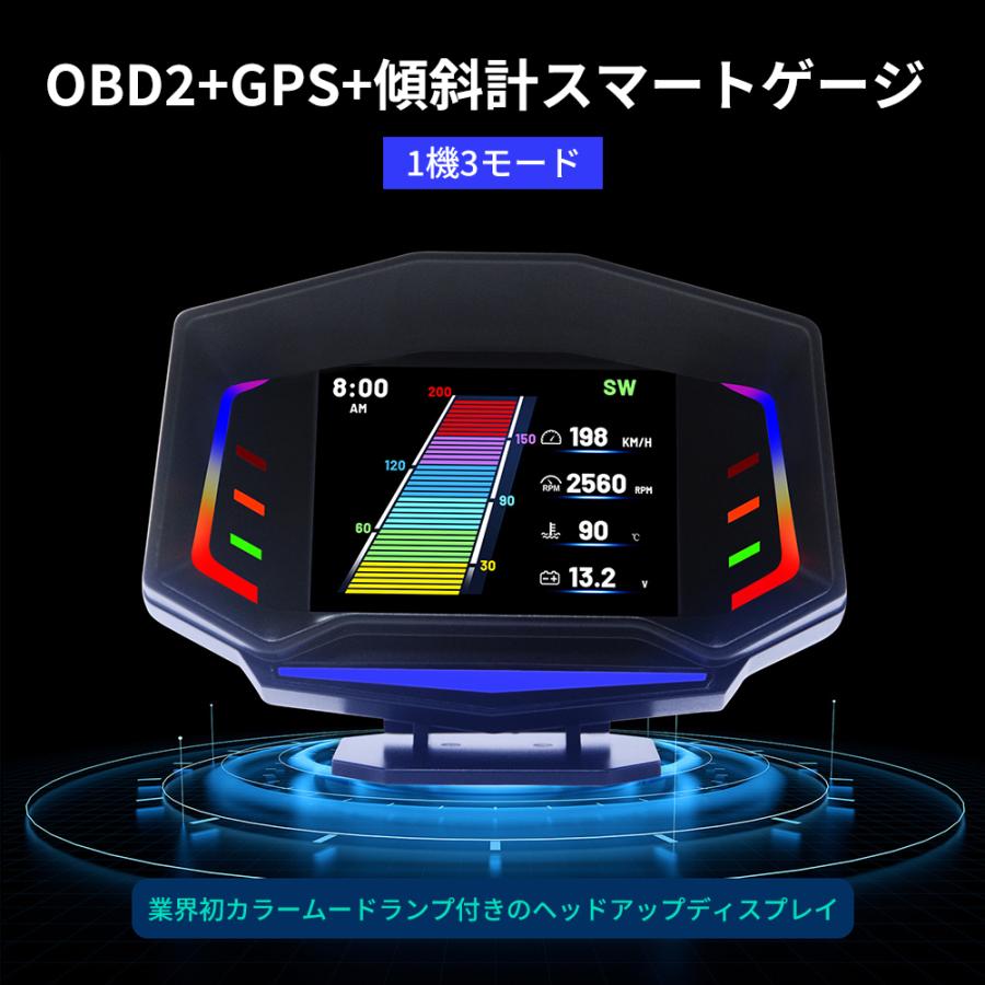 トヨタ スピードメーター OBD2 マルチメーター タコ メーター ブースト計 HUD 日本語説明書付き 車速 エンジン回転数 水温計 あす ...