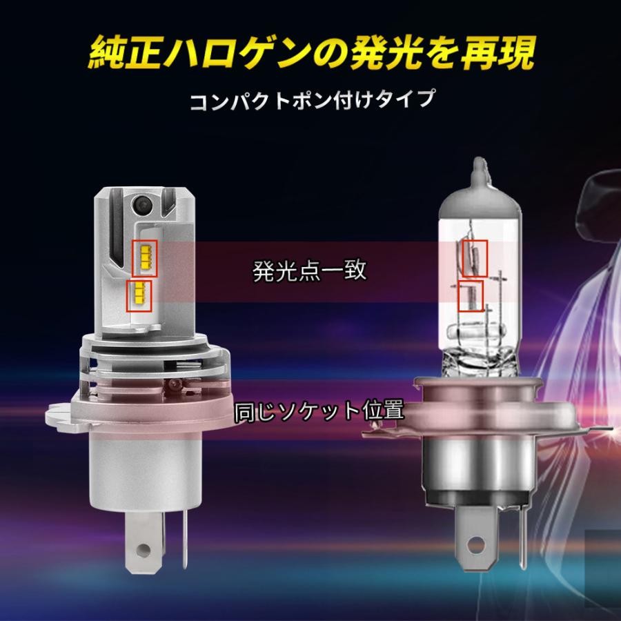 ダイハツ ムーヴ LED ヘッドライト H4 Hi/Lo切替 フィリップチップ搭載 車検対応 一体型ポン付け ホワイト 高輝度 爆光 防水防塵 ...