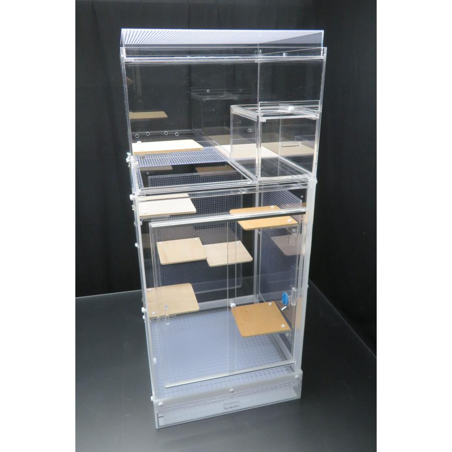 砂浴びケース付 組み立て式 デグー・チンチラ ケージ（ケージH75＋砂浴びケース45cm角H30）総高約105cm : atkn-4646105 : アクリルケージ屋さん - 通販 ...