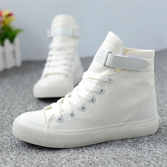 スニーカー レディース キャンバス ハイカット 厚底 編み上げ レース