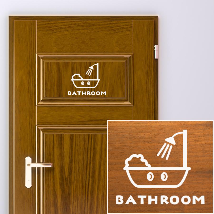 ドアステッカー BATHROOM バスルーム用 お風呂 シール かわいい 切り文字 カッティングシート (ブラック／ホワイトの2色からお選びください) :S-002:nicottoヤフー ...