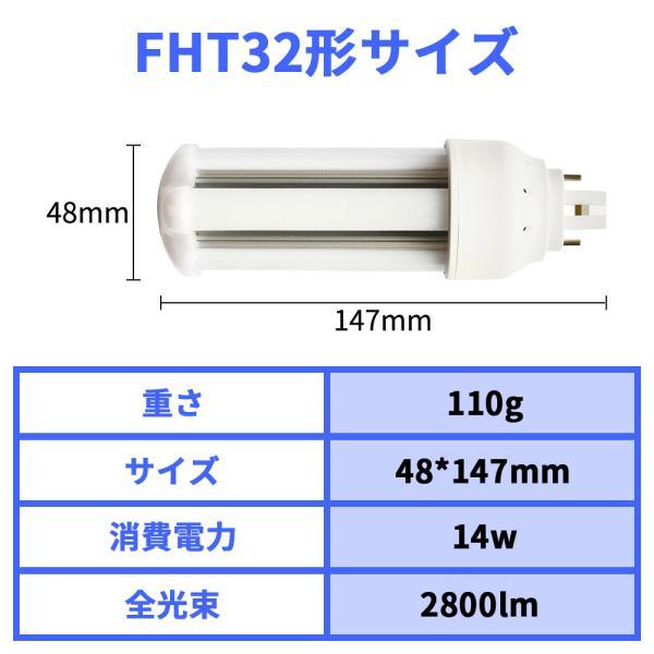 FHT32EX 消費電力14W 全光束2800LM 口金 GX24q通用 照射角度360度 ツイン3蛍光灯管 FHT型LEDコンパクト蛍光灯【4色選択可】32形 FHT32EX形からLED化 ...