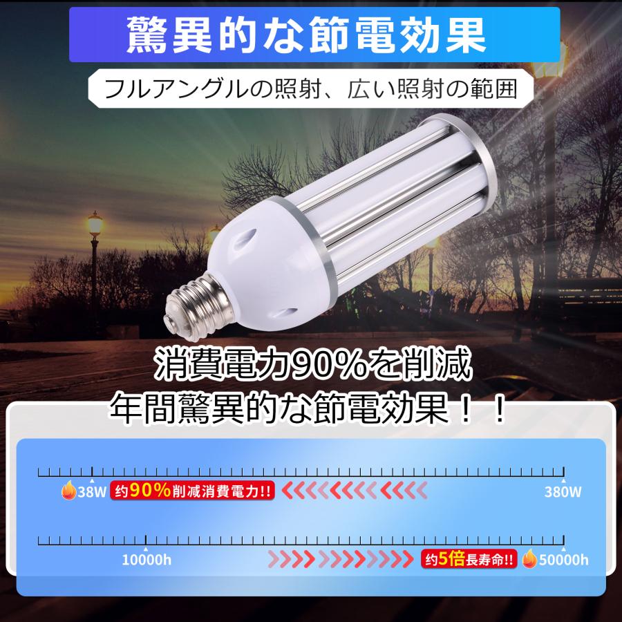 led 水銀灯 コーンライト 38w LEDE39 密閉型器具対応 屋内外兼用 380W水銀灯相当 E26 LED電球 LED水銀ランプ ハロゲン 天井照明 街路灯 : ECO - 通販 ...