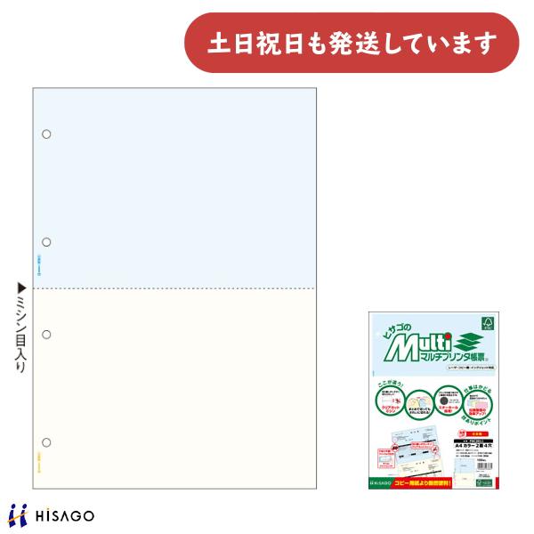 ヒサゴ FSC(R)認証 マルチプリンタ帳票 A4 カラー 2面 4穴 100枚 HISAGO 帳票 事務用品 伝票 : にじいろ文具 - 通販 - Yahoo!ショッピング