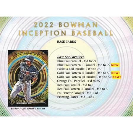 MLB 2022 TOPPS BOWMAN INCEPTION BASEBALL HOBBY BOX 2023年3月3日発売 : トレカ ...