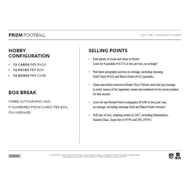 NFL 2017 PANINI PRIZM FOOTBALL BOX : トレカショップ二木 - 通販 - Yahoo!ショッピング