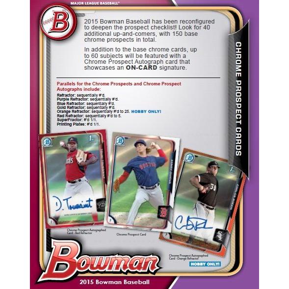 MLB 2015 BOWMAN BASEBALL HOBBY BOX : 110120140030 : トレカショップ二木 - 通販 ...