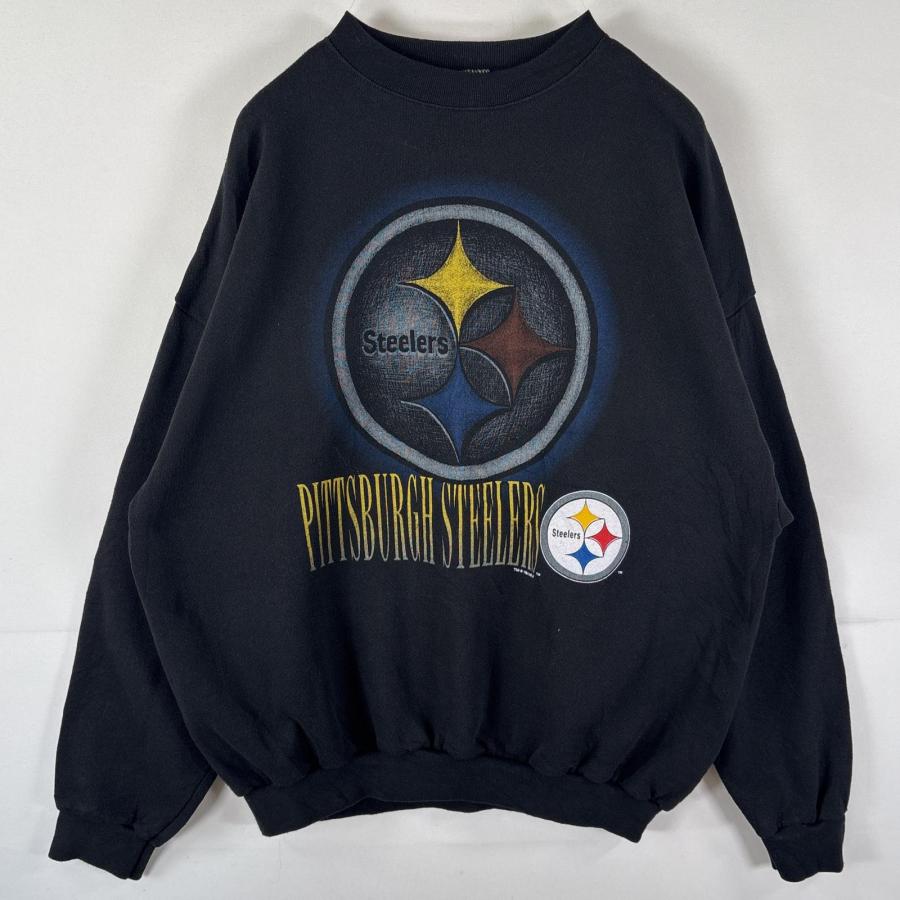 古着 90's/90年代 ロゴセブン LOGO7 USA製 スウェット トレーナー クルーネック NFL スティーラーズ 大きいサイズ XL ブラック メンズ : 古着屋NIKKU - 通販 ...