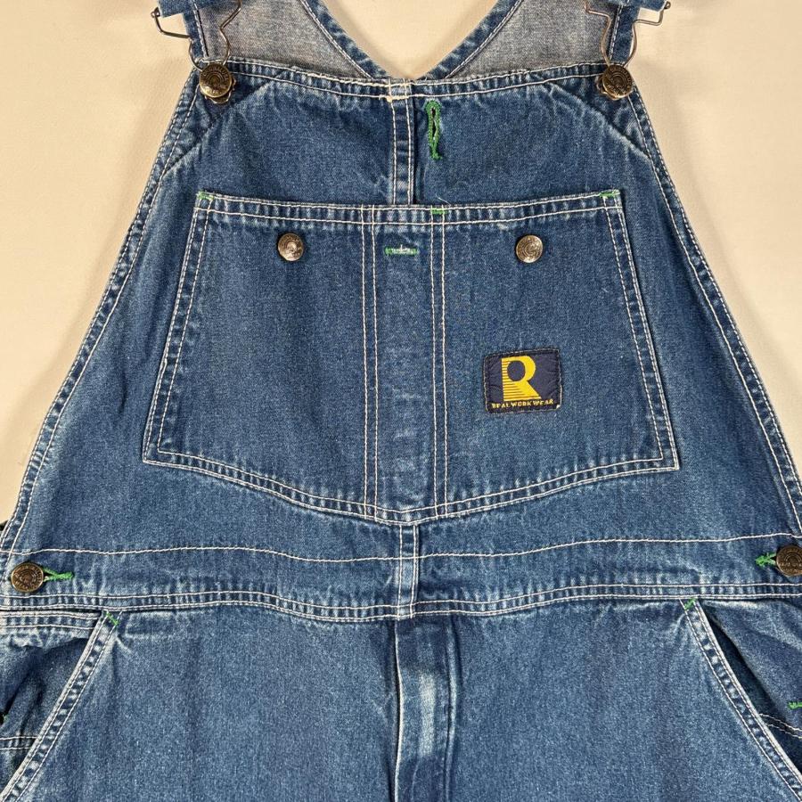 古着 リアルワークウェア REAL WORK WEAR オーバーオール デニム ワーク ワンポイントロゴ ペインター 大きいサイズ 40/29 ...
