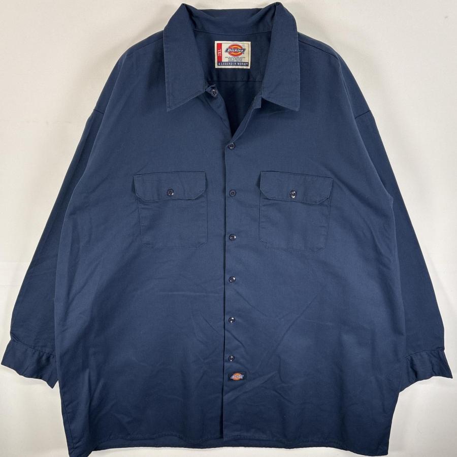 Dickies 古着 ディッキーズ 長袖シャツ ワークシャツ 大きいサイズ フラップポケ 3XL ネイビー 無地 メンズ : 古着屋NIKKU - 通販 - Yahoo!ショッピング