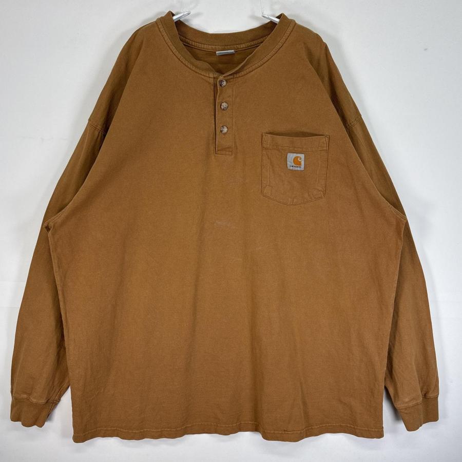 Carhartt 古着 カーハート 長袖Tシャツ ヘンリーネック 大きいサイズ 肉厚 ワンポイント ロゴ 2XL ブラウン系 無地 メンズ : 古着屋NIKKU - 通販 - Yahoo!ショッピング