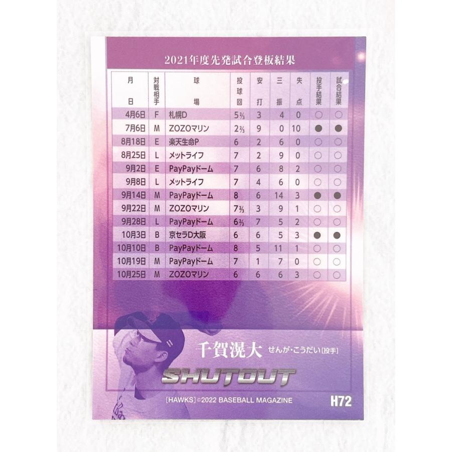 BBM2022 福岡ソフトバンクホークス レギュラーカード H72 先発投手陣 千賀滉大 ☆ :bbm-2022-sh-H72:Nikotto Yahoo!ショップ - 通販 - Yahoo ...