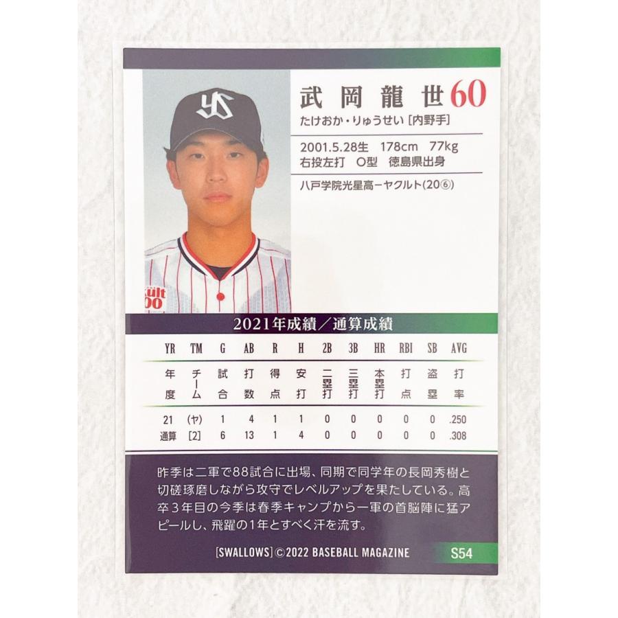 BBM2022 東京ヤクルトスワローズ レギュラーカード S54 武岡龍世 ☆ :bbm-2022-ts-S54:Nikotto Yahoo!ショップ - 通販 - Yahoo!ショッピング