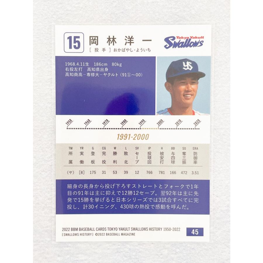 BBM 2022 東京ヤクルトスワローズヒストリー 1950-2022 レギュラーカード 45 球団OB 岡林洋一 : Nikotto Yahoo!ショップ - 通販 - Yahoo!ショッピング
