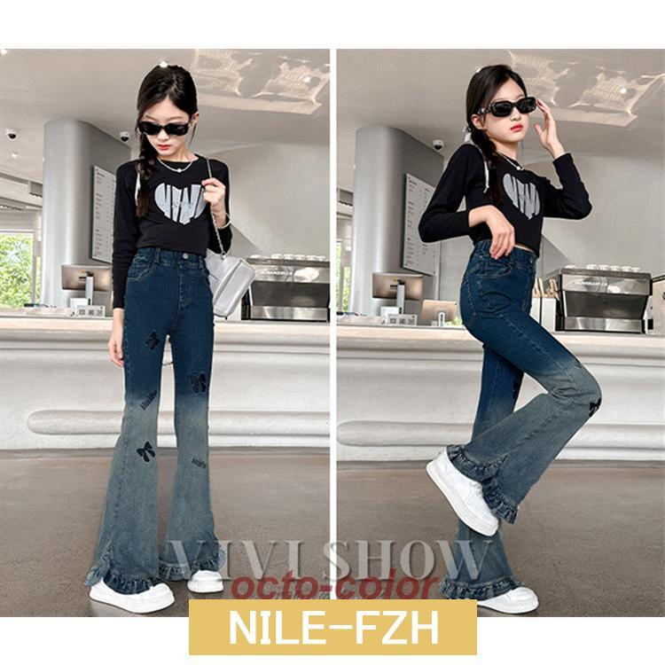 デニムパンツ 女の子 デニムブーツカット パンツ フレアパンツ デニムパンツ 女の子 デニムブーツカット パンツ フレアパンツ