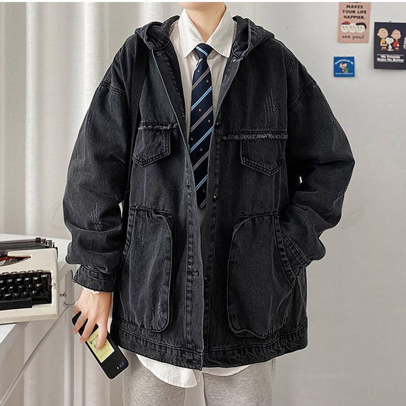 デニム メンズ デニムコート 無地 折り襟 フード付き トップス カジュアル ポケット付き ゆったり きれいめ おしゃれ : NILE - 通販 - Yahoo!ショッピング