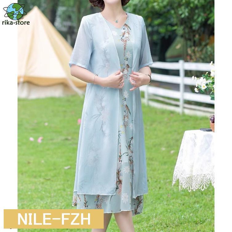 ワンピース 花柄 アンサンブル セットアップ レディース パーティードレス 結婚式 お呼ばれドレス 60代 50代 40代 大きいサイズ 3L 4L 5L 6L 袖あり 半袖 : NILE ...