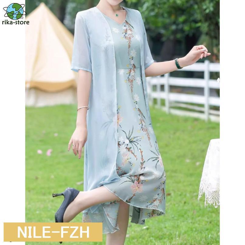 ワンピース 花柄 アンサンブル セットアップ レディース パーティードレス 結婚式 お呼ばれドレス 60代 50代 40代 大きいサイズ 3L 4L 5L 6L 袖あり 半袖 : NILE ...