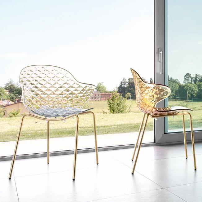 calligaris（カリガリス） 正規代理店 SAINT TROPEZ サントロペ CS1845 2脚セット P175 ポリッシュドブラス ...