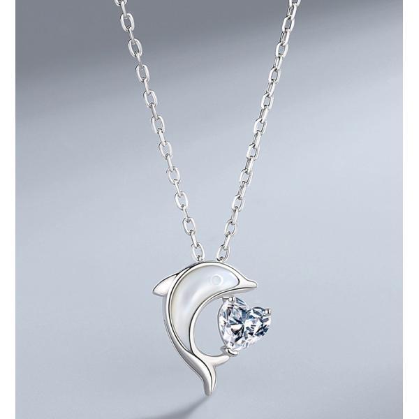 ネックレス レディース イルカの恋 幸運 夏 海 ドルフィン CZ プラチナ仕上げ シルバー925 女性 娘 妻 彼女 嫁 母の日ギフト : jh-ss002-0413-001341 ...