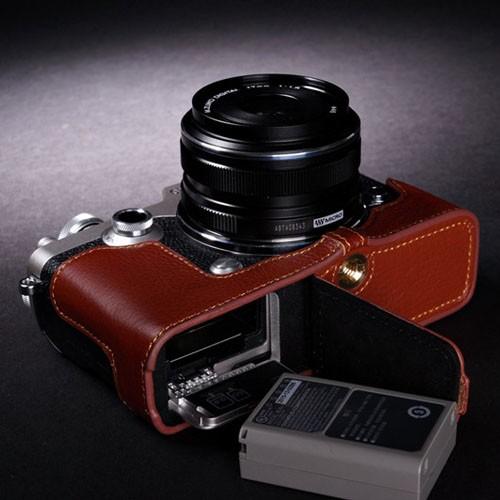 オリンパス カメラケース TP Original OLYMPUS PEN-F 専用 レザー ケース Brown ブラウン おしゃれ 本革 牛革 ...