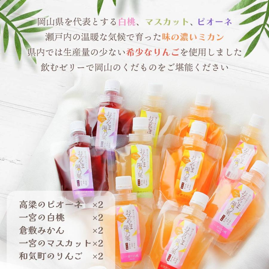 [elims] ゼリー おかやま陽乃果ゼリーセット 10個入り (和気町のりんご、一宮のマスカット、高梁のピオーネ、倉敷みかん、一宮の白桃)各150g×2 /ギフト ぜりー ...