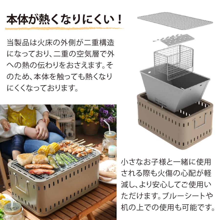 グリーンライフ(GREEN LIFE) 日本製 煙が少ない 熱くなりにくい バーベキュー BBQ 卓上 少煙シチリン L-390S ...