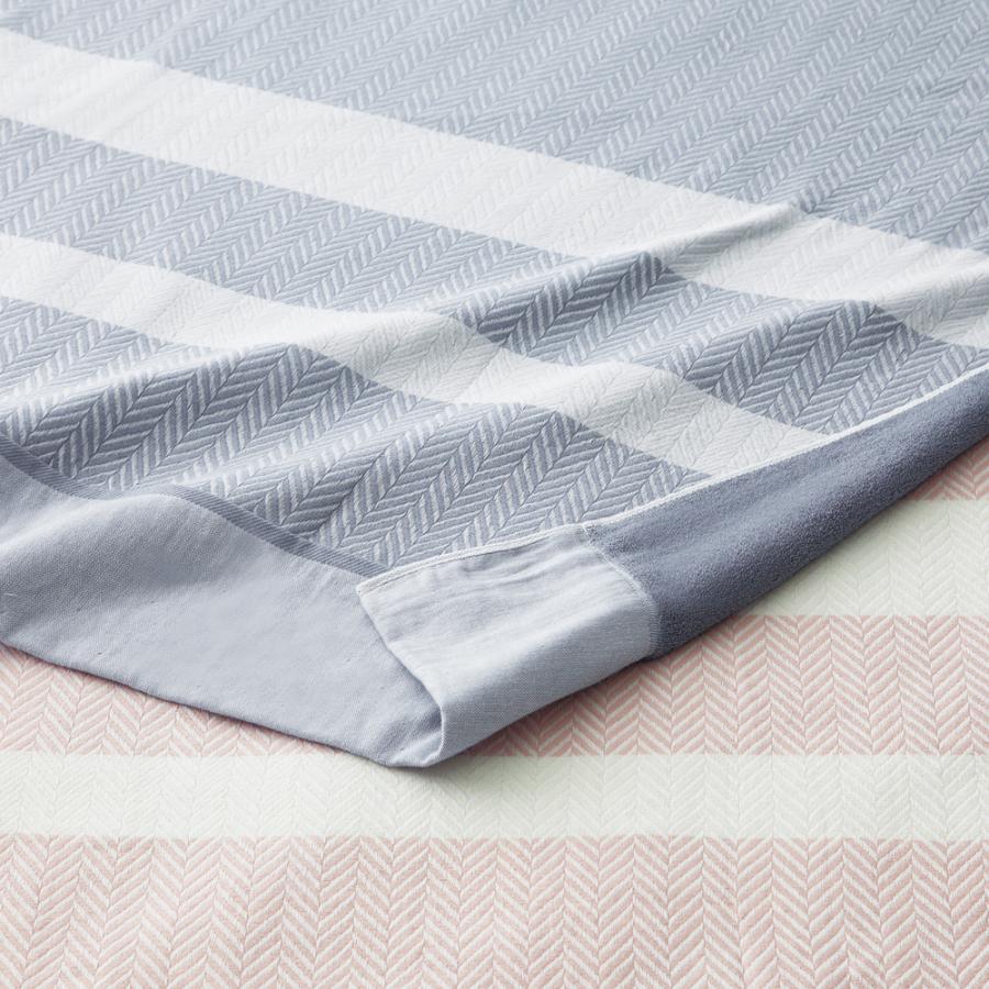 西川（nishikawa） ガーゼケット ガーゼパイルケット ヘリンボンライン 140×190cm ピンク グレー Ethicalware ...