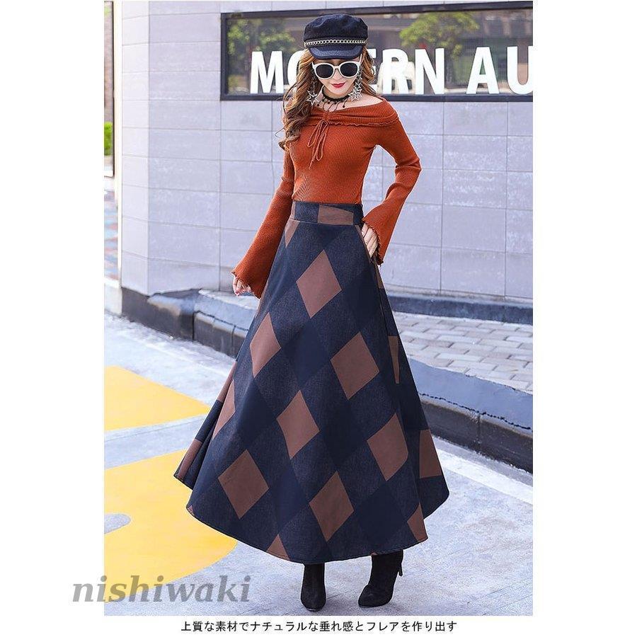 マキシスカート Aライン レディース 厚手 ロングスカート チェック柄 ウエストゴム スカート 女性用 ボトムス 秋冬物 レトロ オシャレ :dm012603-nx295:西脇通販 - 通販 ...
