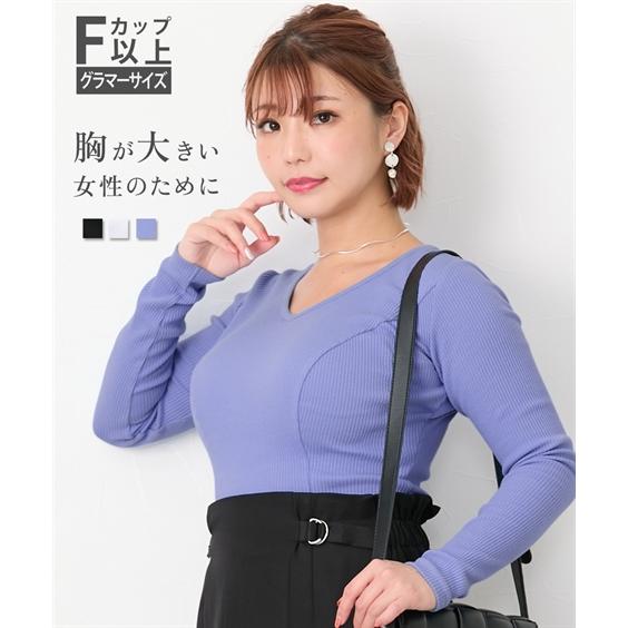 ニッセン カットソー 長袖 レディース トップス 大きい胸専用 Vネック テレコリブ tp0 : 7days Life Styling by nissen - 通販 - Yahoo!ショッピング