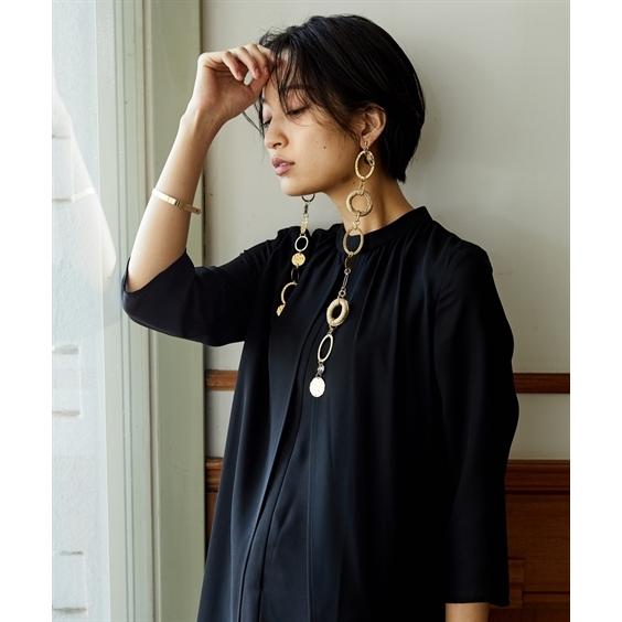 レディース 礼服 喪服 洗える防しわ加工 前開き スタンド カラー デザイン ワンピース オールシーズン 対応 有 ブラック フォーマル LL ...