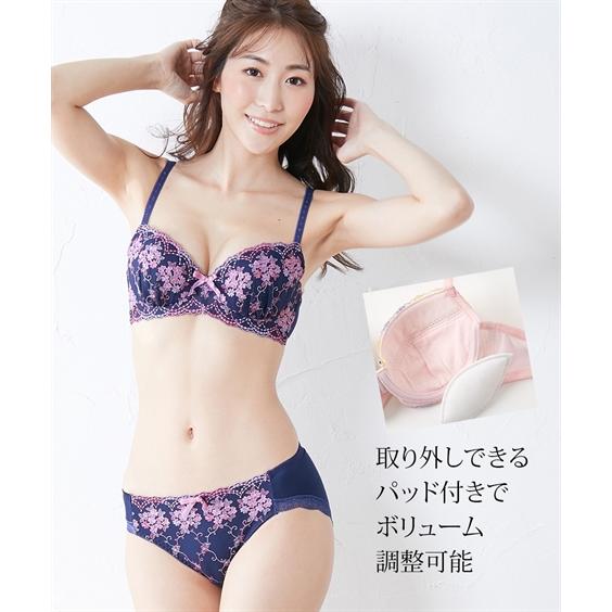 ブラジャー ショーツ セット 大きいサイズ レディース ボディハッピー フラワーロンド ( トリンプ ) C85_LL/D85_LL/E85_LL/F85_LL/G85_LL ニッセン ...