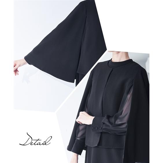 アンサンブル ワンピース 大きいサイズ レディース 喪服 礼服 Callarus 日本製生地使用 洗える 防しわ マント風デザイン ジャケット 4L/5L/6L ニッセン nissen ...