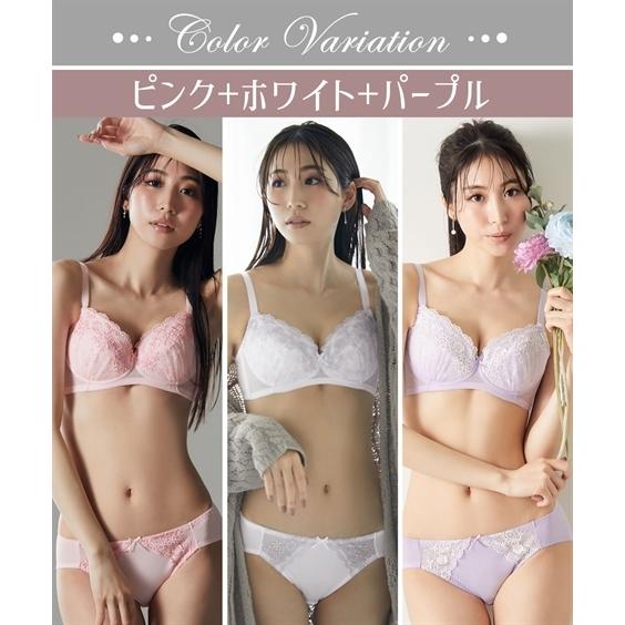 ニッセン ブラジャー ショーツ セット レディース 刺しゅう レース ノンワイヤー 3セット 小花柄 B70_M〜D80_L nissen : ニッセン Yahoo!店 - 通販 ...